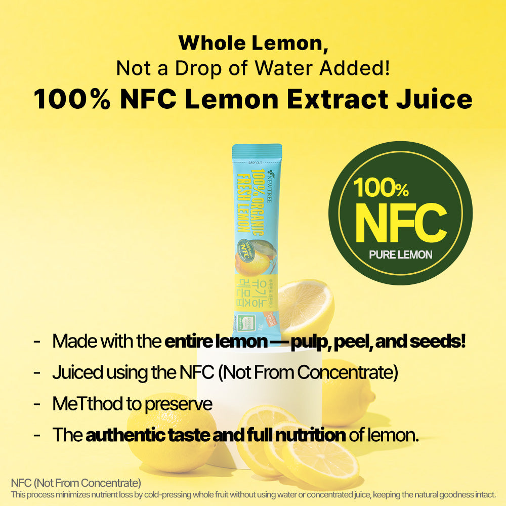 100% Organic Whole Lemon Juice Stick, NFC Squeezed Not from Concentrat ...